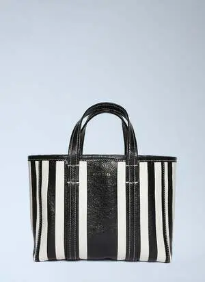 Balenciaga Barbes East West Shopper Tote Striped Leather Medium - Black