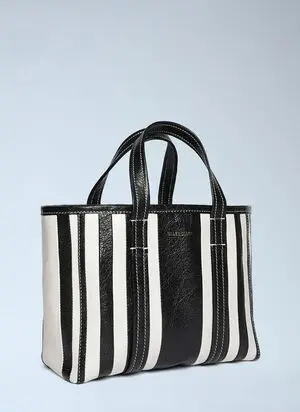 Balenciaga Barbes East West Shopper Tote Striped Leather Medium