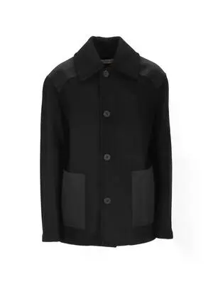 Carven Panelled Wool Coat - Black