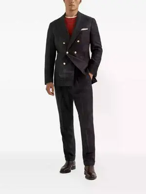 Brunello Cucinelli Double-breasted Checked Suit - Grey