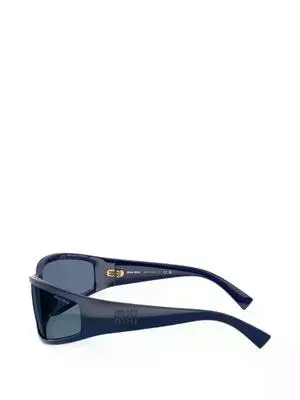 Miu Miu Logo-plaque Rectangle-frame Sunglasses - Blue
