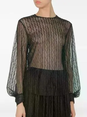 Alberta Ferretti Sheer-lace Puff-sleeve Blouse