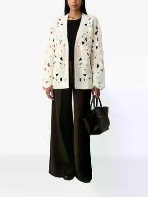 FRACOMINA Crochet-knit Cut-out Cardigan - Neutrals