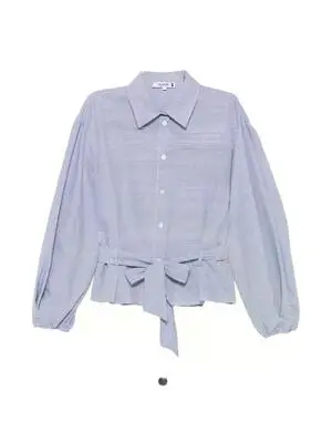 PLEASE Striped Tie-waist Shirt
