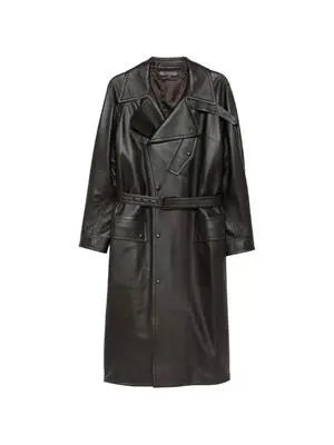 Ralph Lauren Belted Leather Coat - Brown