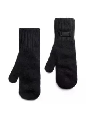 Canada Goose Logo-plaque Knitted Mittens - Black