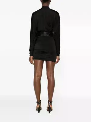 Andamane Ruched Wrap Mini Dress