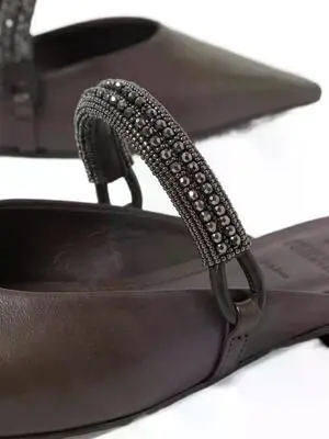 Brunello Cucinelli Beaded-strap Pointed-toe Flat Mules