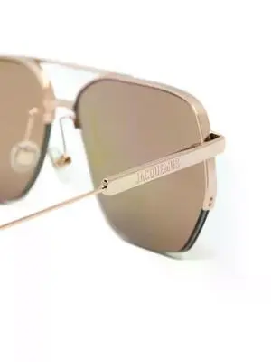 Jacquemus Aviador Geometric-frame Sunglasses - Gold