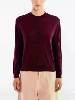 VICOLO Button-up Crew-neck Sweater