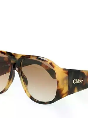 Chloé Tortoiseshell-effect Pilot-frame Sunglasses