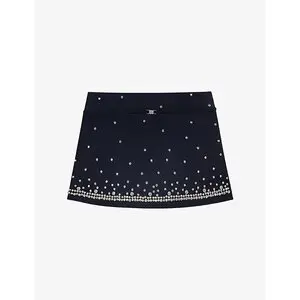 Maje Layered Short-sleeve Stretch Wool-blend Mini Skort