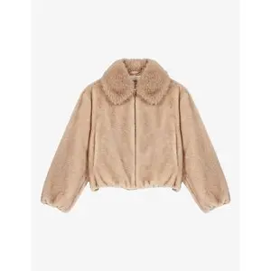 Maje Collared Zip-up Faux-fur Coat