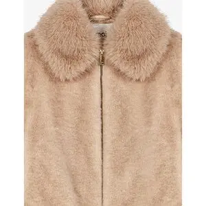Maje Collared Zip-up Faux-fur Coat