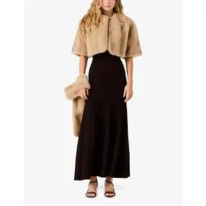 Maje Short Brooch-embellished Faux-fur Jacket