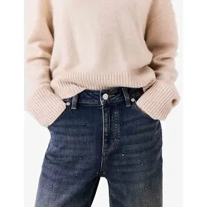 Maje Rhinestone Wide-leg Stretch-denim Jeans