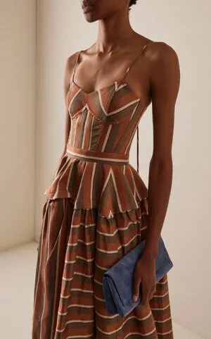 Alexis Avelor Striped Twill Midi Dress