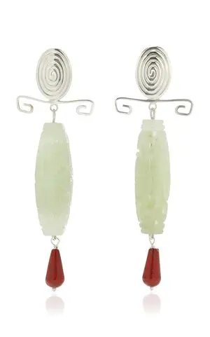 Juju Vera Nile Sterling Jade, Agate Earrings - Silver