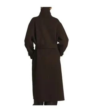 Soeur High Collar Belted Long Wool Coat