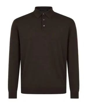 Kiton Long-sleeve Polo Shirt - Brown