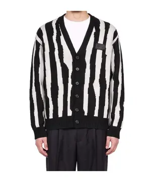 Undercover Striped Intarsia-knit Cardigan