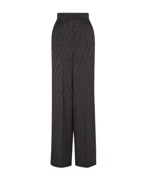 Fendi Ff Motif Wide-leg Pants - Black