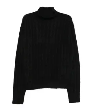Rick Owens Ribbed Crew Neck Knitted Jumper - Black