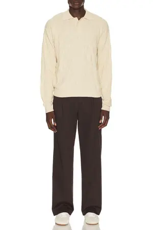 STUDENTS GOLF Carlsbad Knit Long Sleeve Polo Sweater In Brown