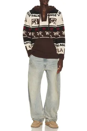 Palm Angels Palm Shadow Jacquard Loose Knit Hoodie