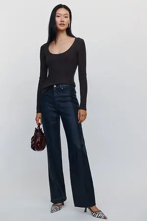 Maeve 100% Mero Wool Scoop Neck Sweater - Chocolate