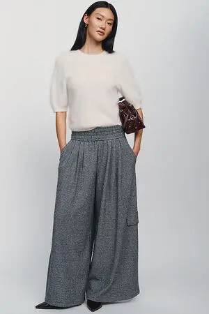 Maeve High Rise Wide Leg Houndstooth Pants