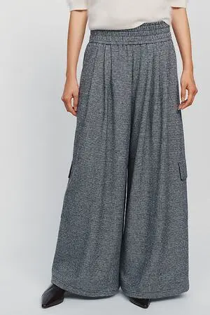 Maeve High Rise Wide Leg Houndstooth Pants