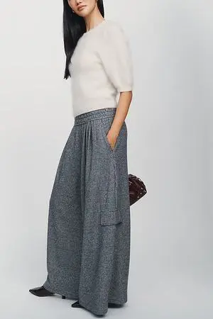 Maeve High Rise Wide Leg Houndstooth Pants