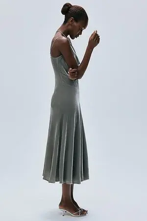 Anthropologie Velvet Silk Blend Midi Dress