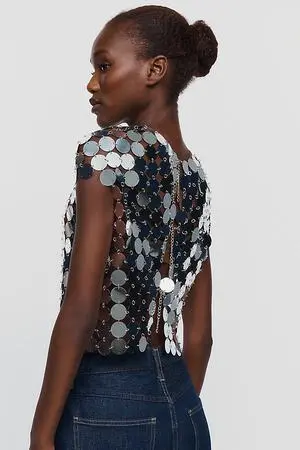 Anthropologie Chamail Mirrored Sequed Top