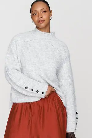 PILCRO Astrid Wool Blend Mock Neck Sweater Grey