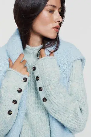 PILCRO Astrid Wool Blend Mock Neck Sweater - Mint