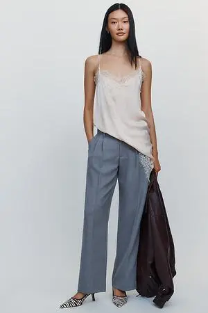 Maeve Heddie Wool Blend High Rise Trousers Pants Grey
