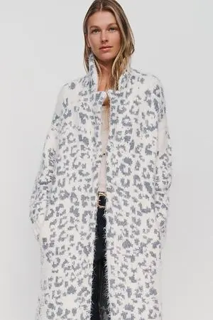 PILCRO Cheetah Textured Longle Sweater