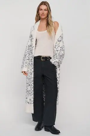 PILCRO Cheetah Textured Longle Sweater