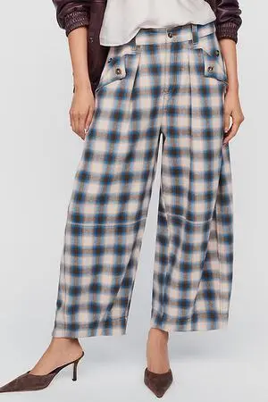 DAMSON MADDER Mara 100% Cotton Mid-rise Wide-leg Pants