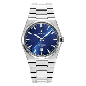 JACQUES DU MANOIR Gents Horizon Stainless Steel Watch With Blue Dial - Silver