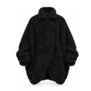 JULIA ALLERT Oversized Curly-textured Cocoon Jacket - Black