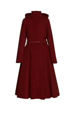 RAINSISTERS Winter Coat In Deep : Maroon In Winter - Red