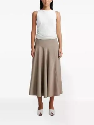 Anna Quan Scarpa Asymmetric-seam Flared Midi Skirt - Neutrals