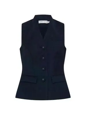 Anna Quan Reid Button-up Tailored Top - Blue