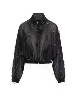 Giuseppe Di Morabito Feather-embellished Bead-detail Bomber Jacket