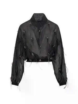 Giuseppe Di Morabito Feather-embellished Bead-detail Bomber Jacket