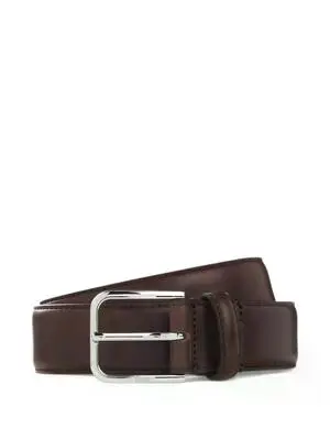 BOSS Leather Business Belt With Polished Silver Buckle - Brown
