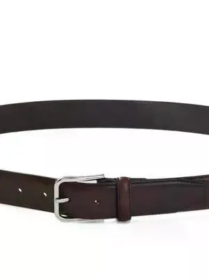 BOSS Leather Business Belt With Polished Silver Buckle